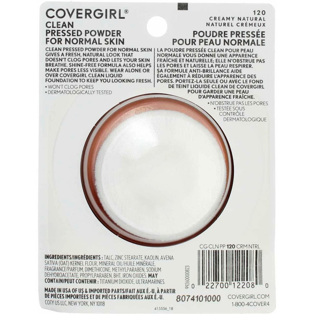 CoverGirl Clean Pressed Powder Compact Creamy Natural 120 0.39 oz (Pack ...