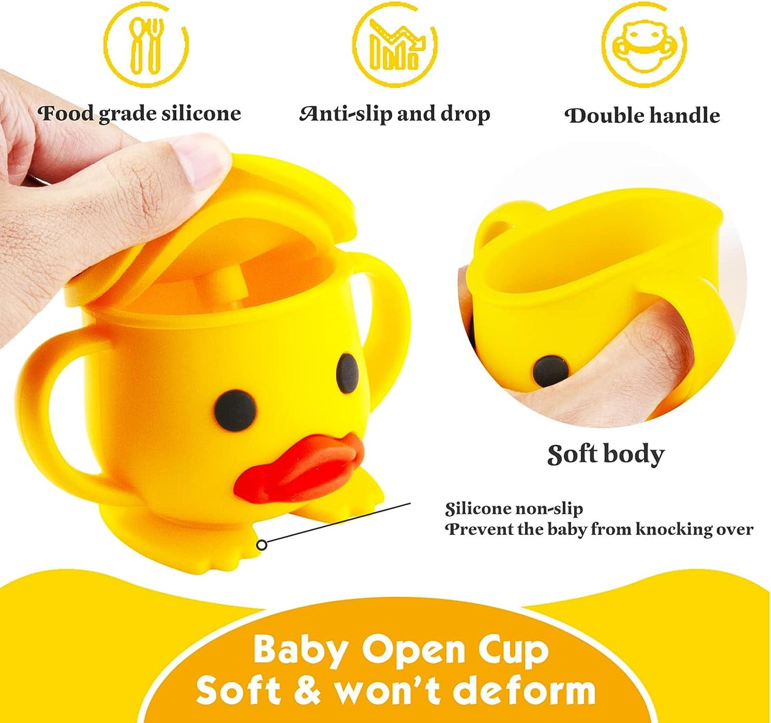 Silicone Toddler Training Sippy Cup with Lid & Double Handle ...