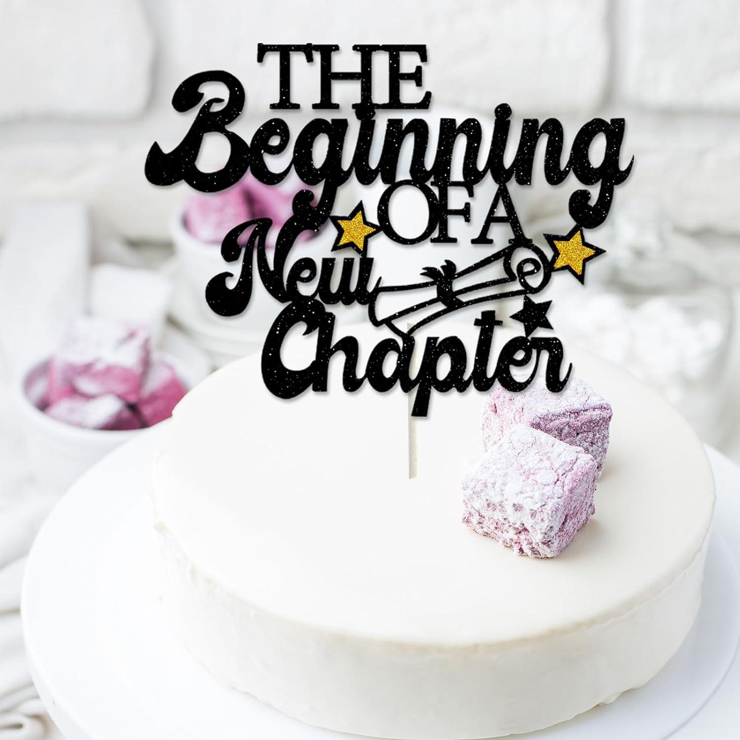 The Beginning of a New Chapter Cake Topper Black Glitter Graduation ...