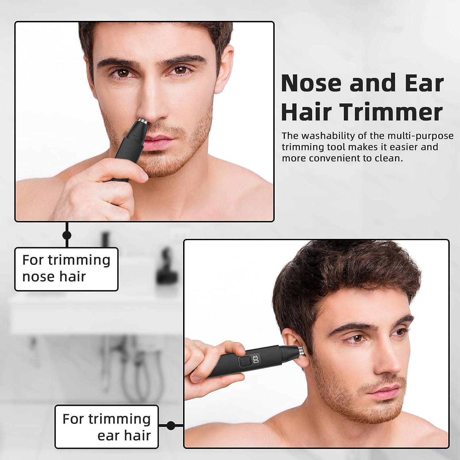 Smity Rechargeable Nose Hair Trimmer with Dual Edge Blades and LED ...