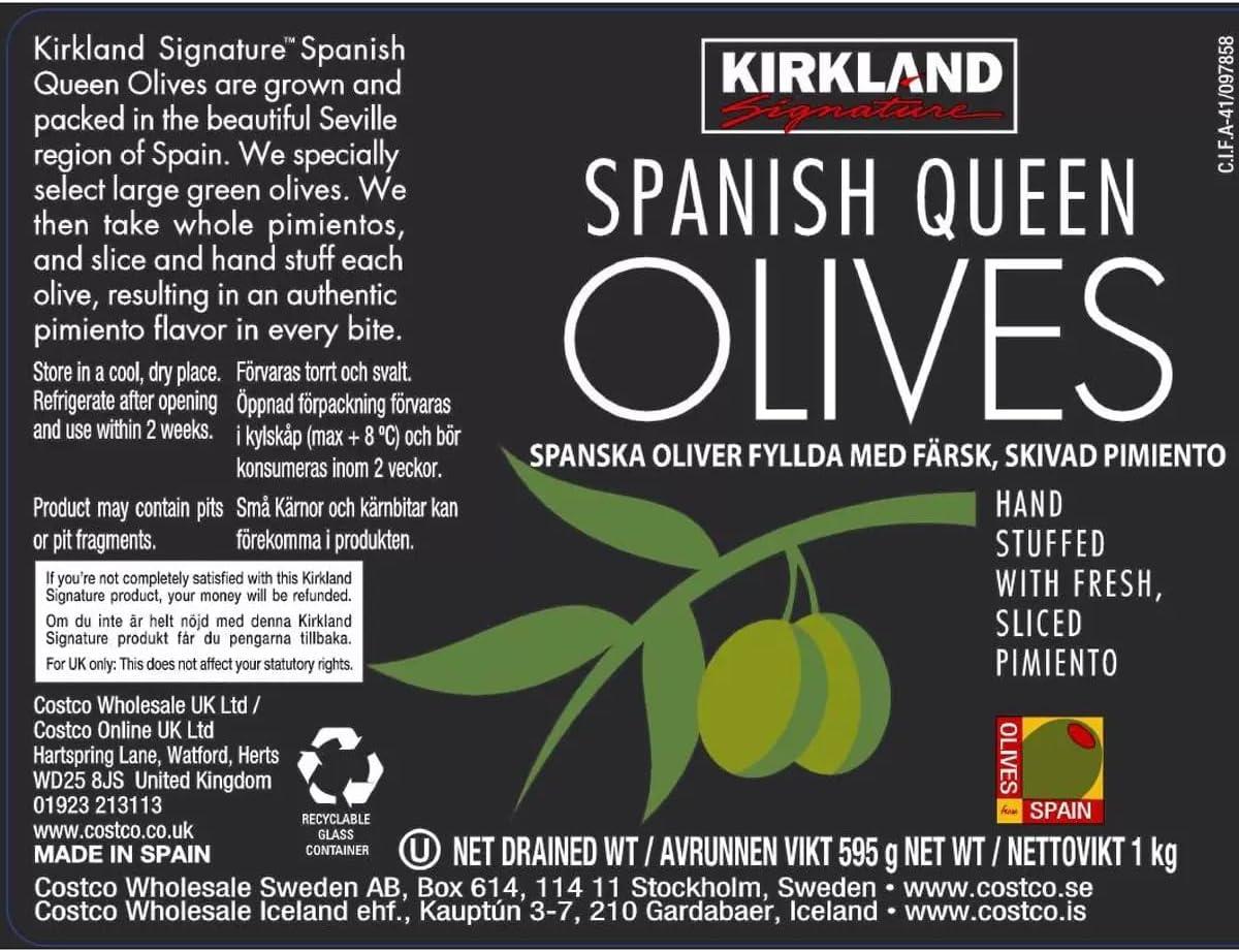 RKBROTHERS Kirkland Signature Spanish Queen Pimiento Stuffed Olives 2 x 595g | Buy Now in ...