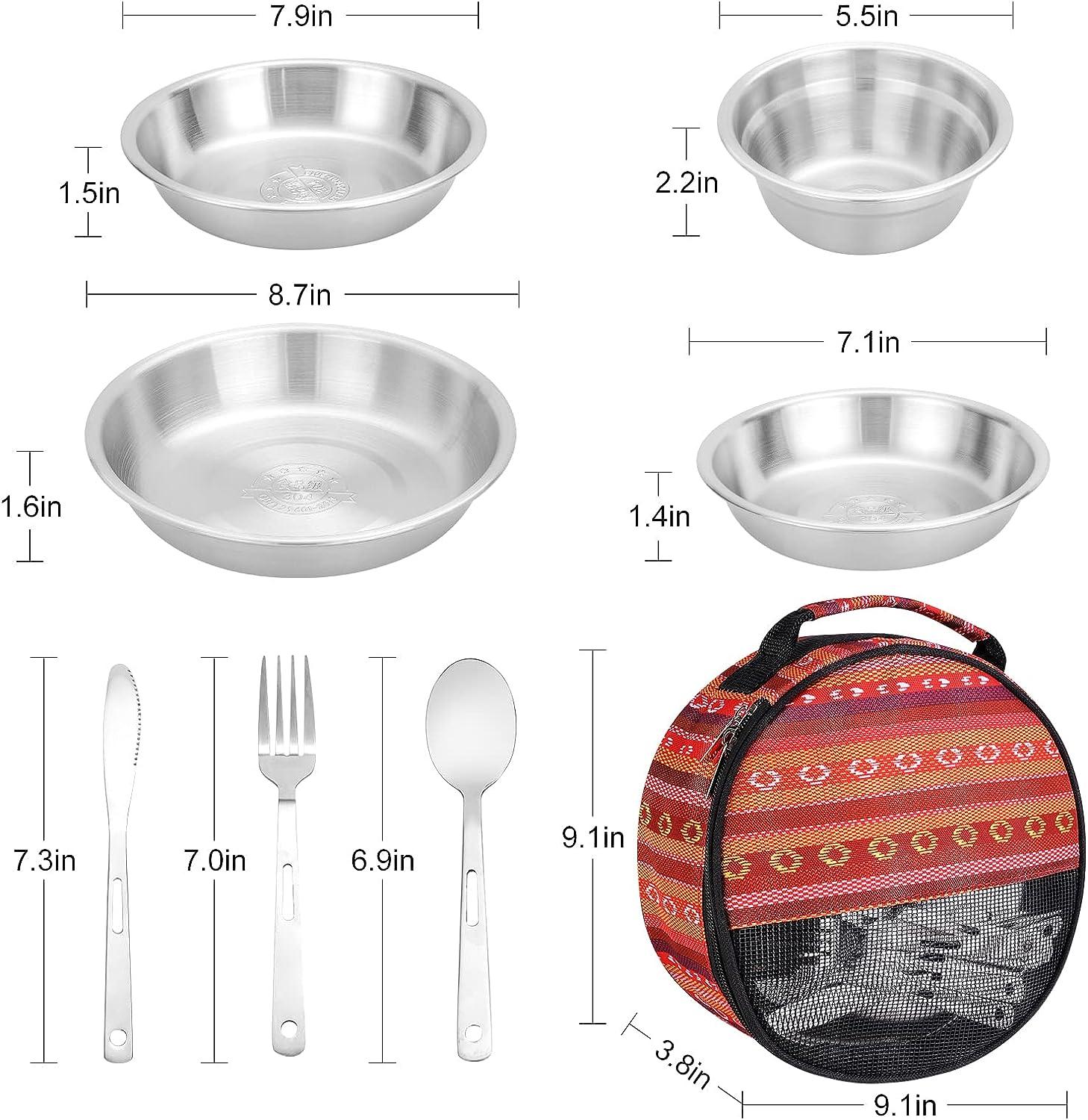 28pcs Camping Dinnerware Set - Camping Mess Kits for Outdoor Cooking ...