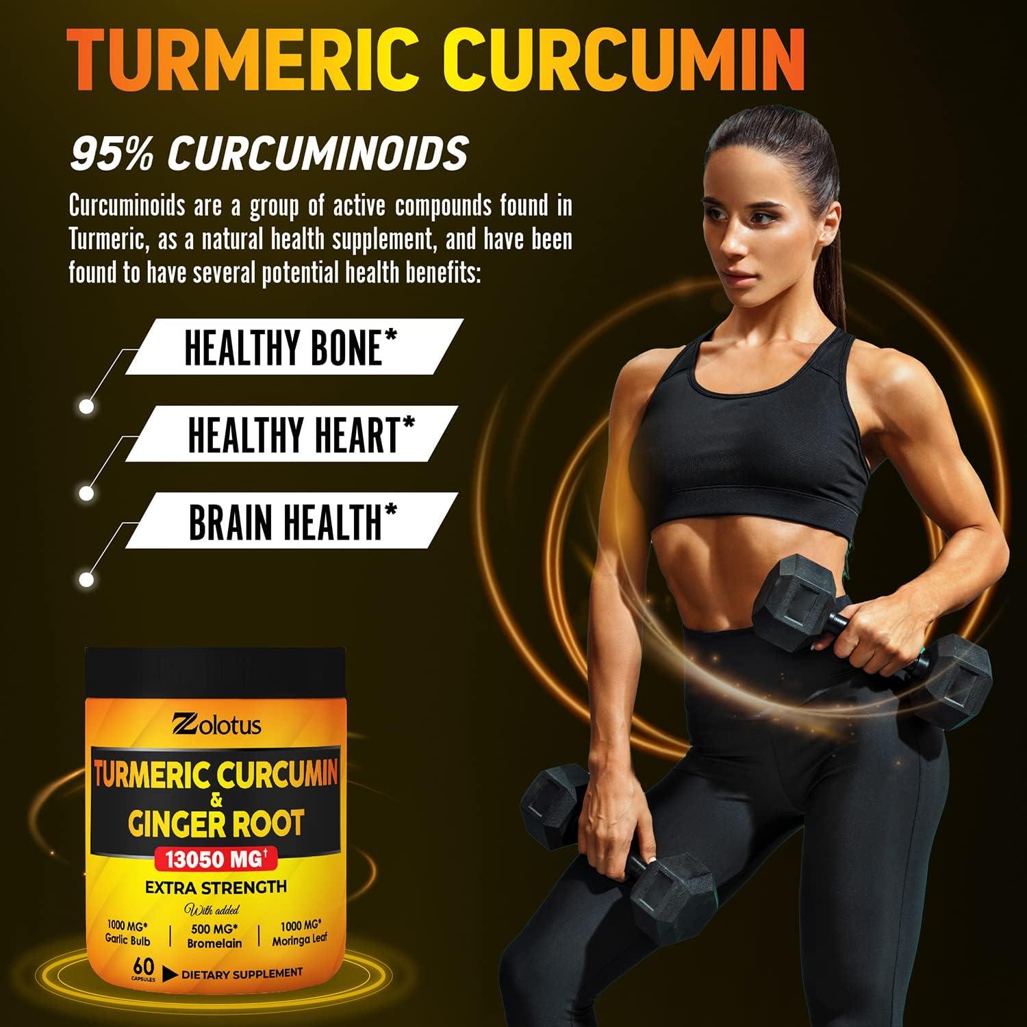 6 in 1 Turmeric Curcumin + Ginger Capsules 95% Curcuminoids Equivalent ...