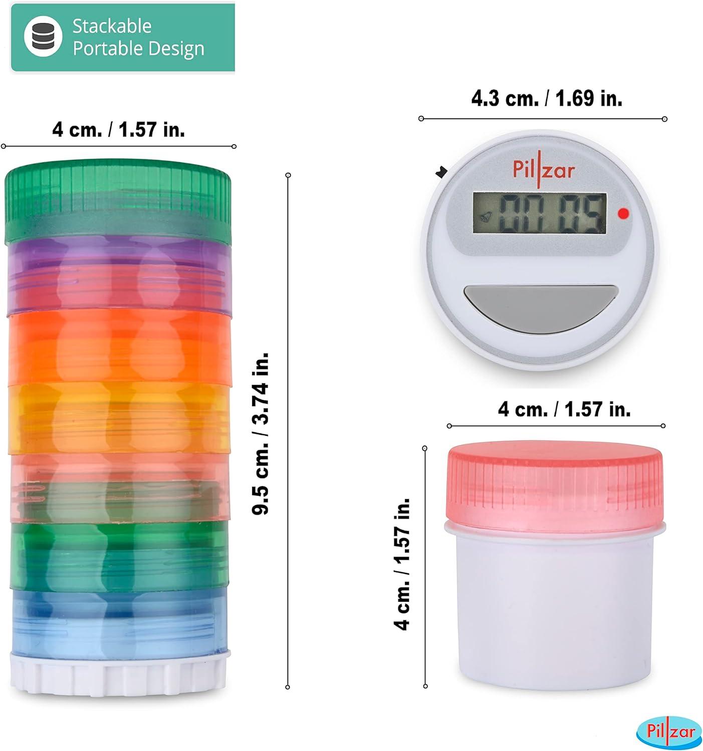 Portable Stackable Pill Organizer and Timer Cap with 14 countdown alarm ...