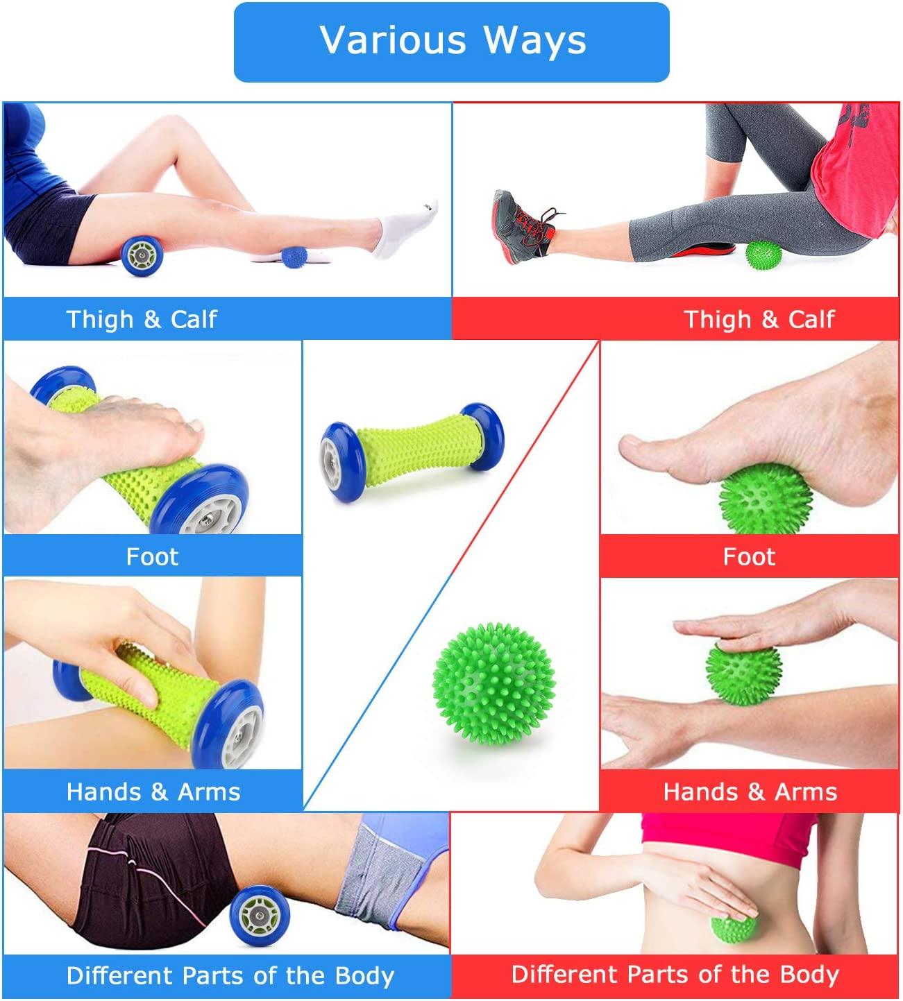 Plantar Fasciitis Relief Set - Foot Massage Roller with 2 Spiky Massage ...