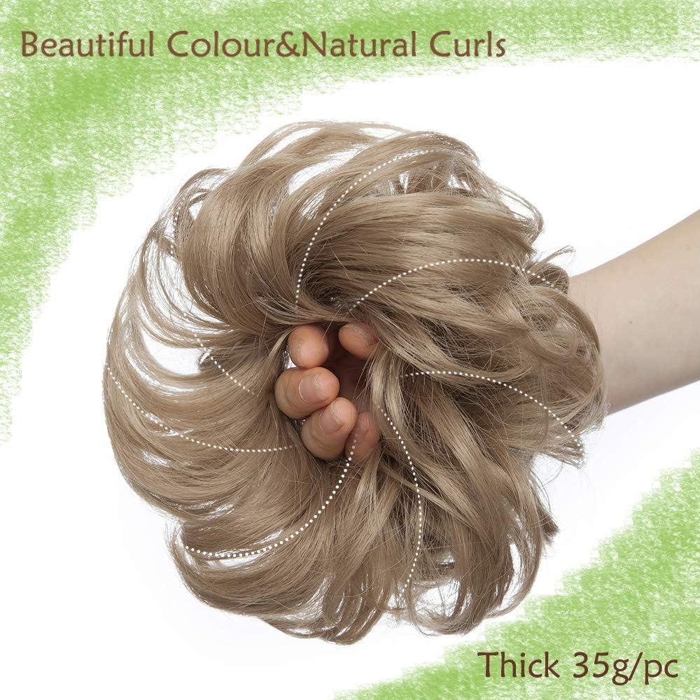 Women's Messy Hair Scrunchies: Wavy Ash Blond Ponytail Extension - 35g ...