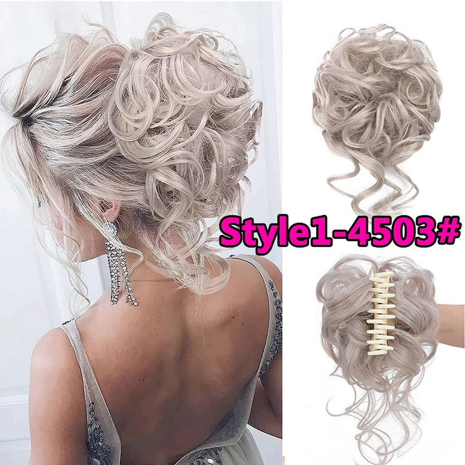 Faringoto Blonde Ponytail Extension Hair Topper Hair Bun Curly Messy ...