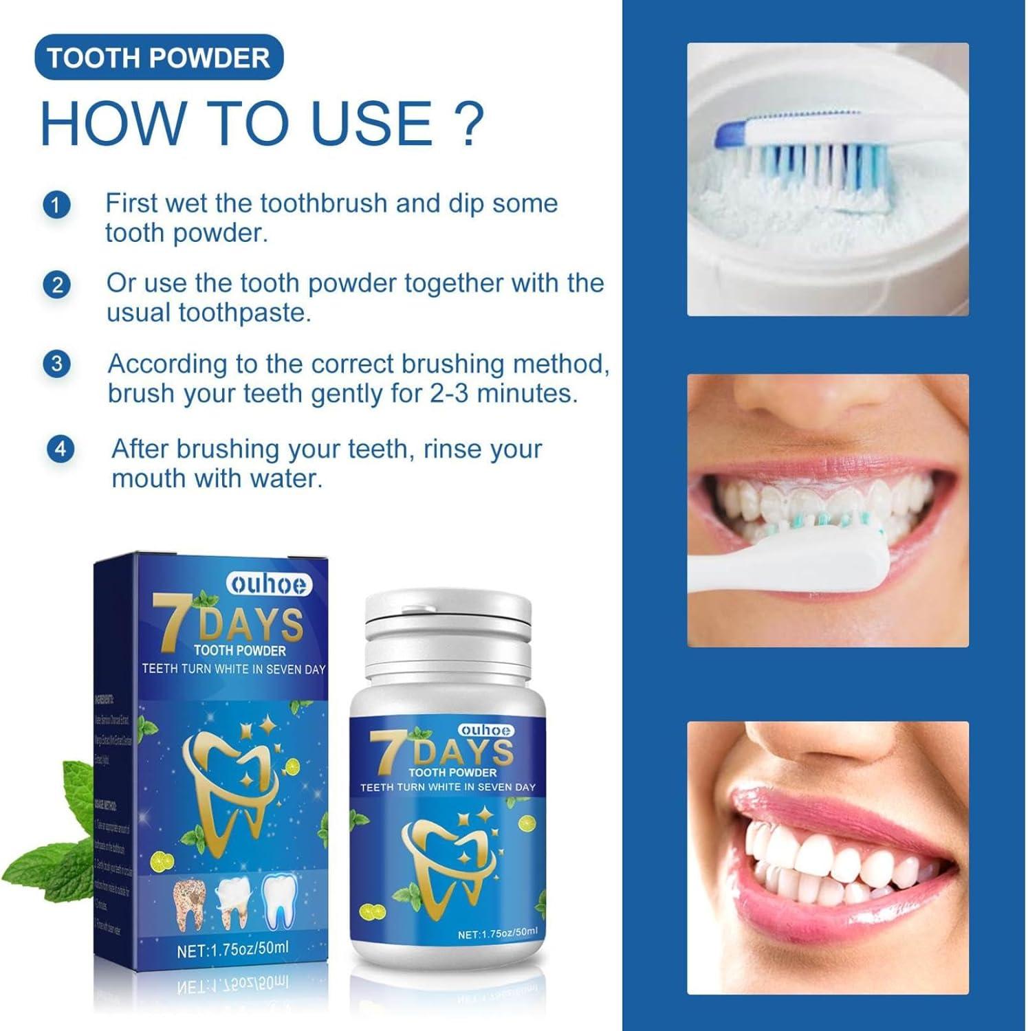 7 Days Tooth Elevator & Whitening Powder - Organic Mint Tooth Cleaning ...