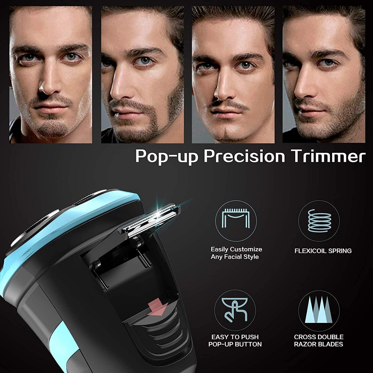 MAX-T Men Electric Razor - Rechargeable Wet & Dry Rotary Shaver for Men ...