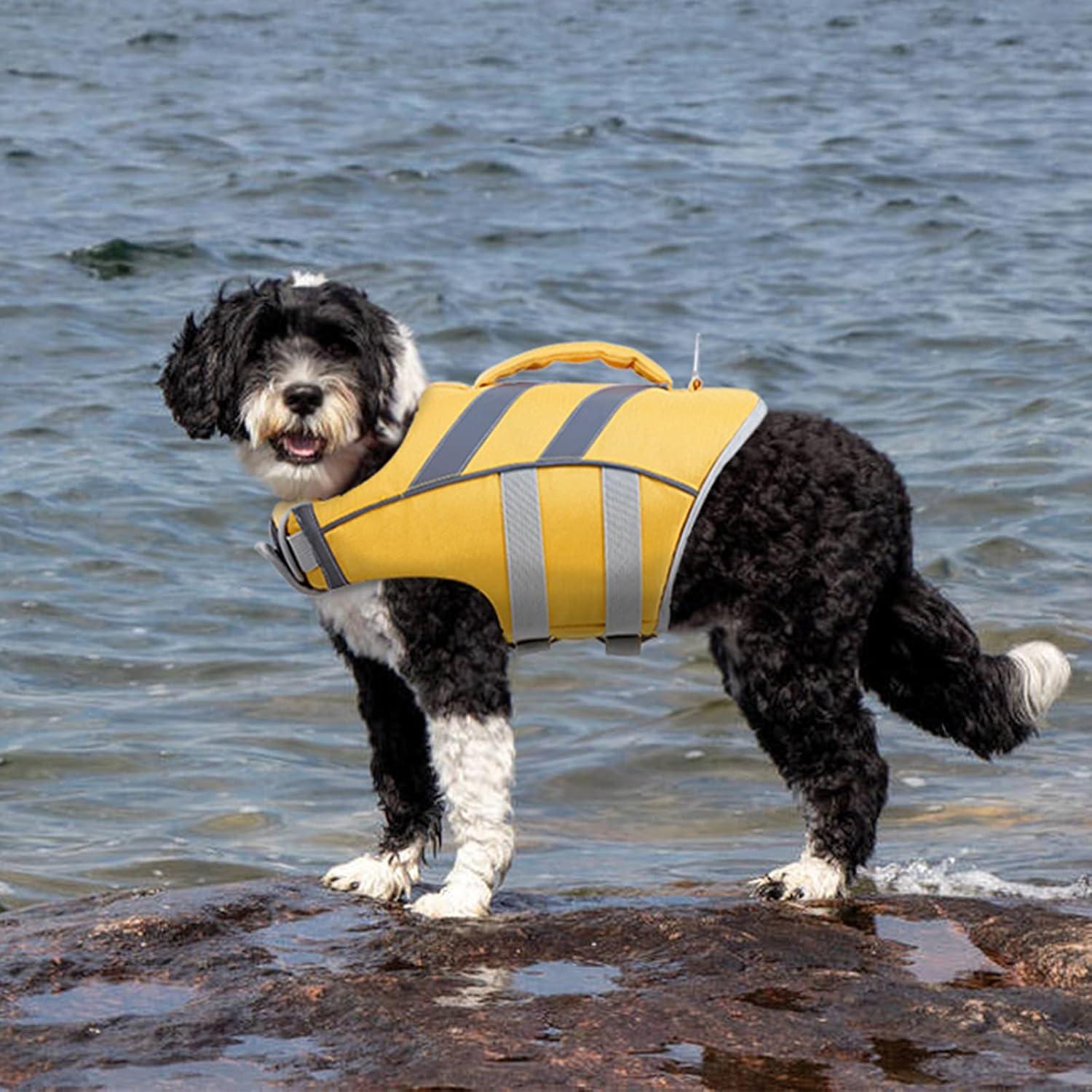 Premium Dog Life Vest & Bathing Suit - Reflective Adjustable Ripstop ...