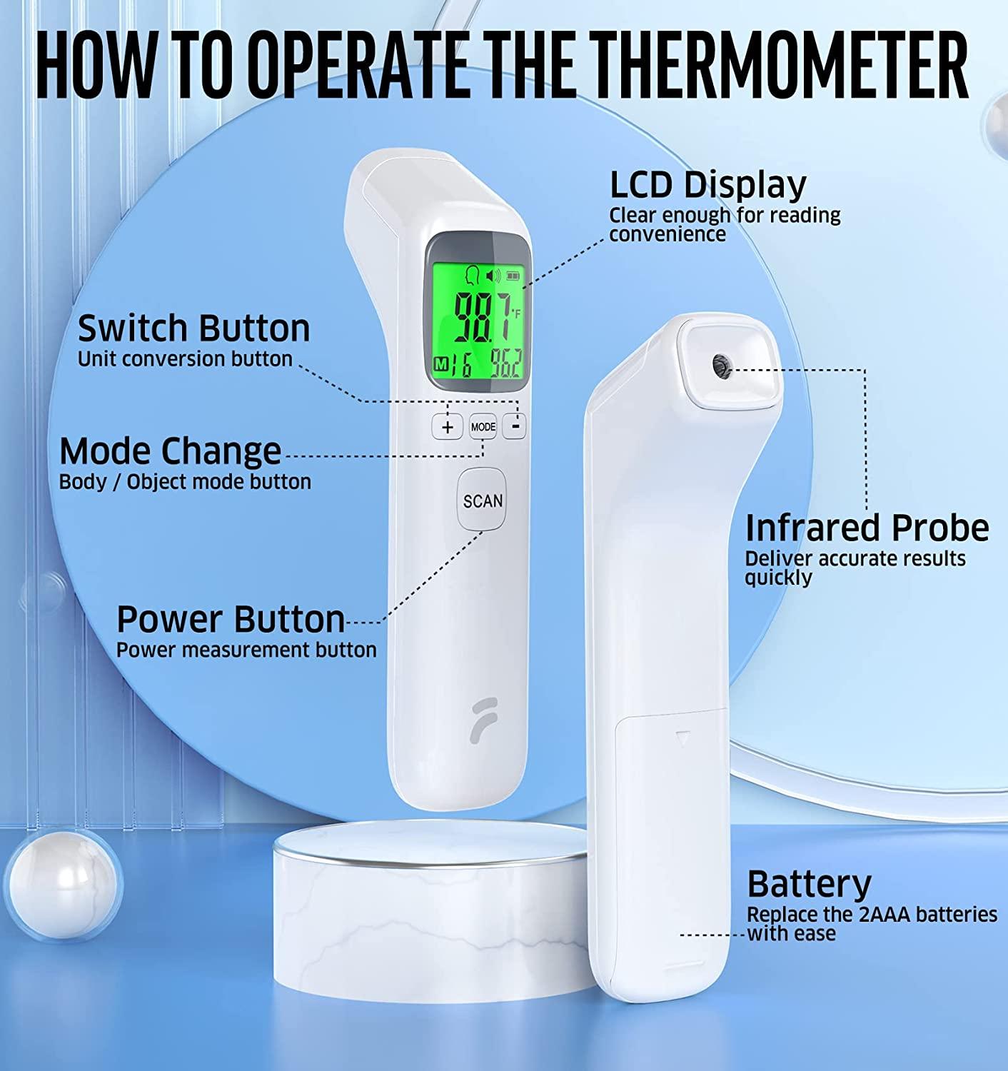 Digital No-Touch Forehead Thermometer for Adults and Kids - Fever Alert ...