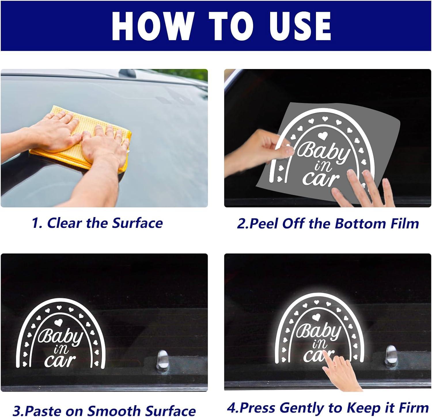 FREEBLOSS 4Pcs Baby in Car Warning Stickers - Safety Car Window Decals ...