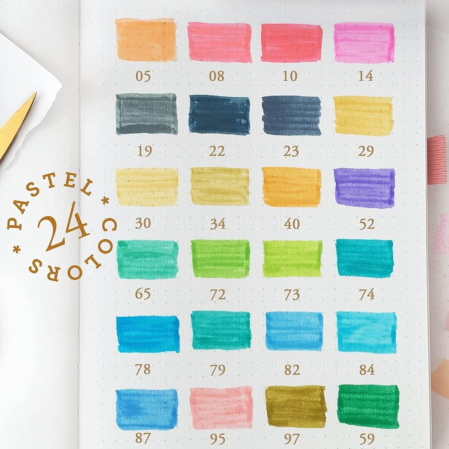 Primrosia 24 Pastel Dual Tip Markers | Fine Tip & Brush Pens for Art ...