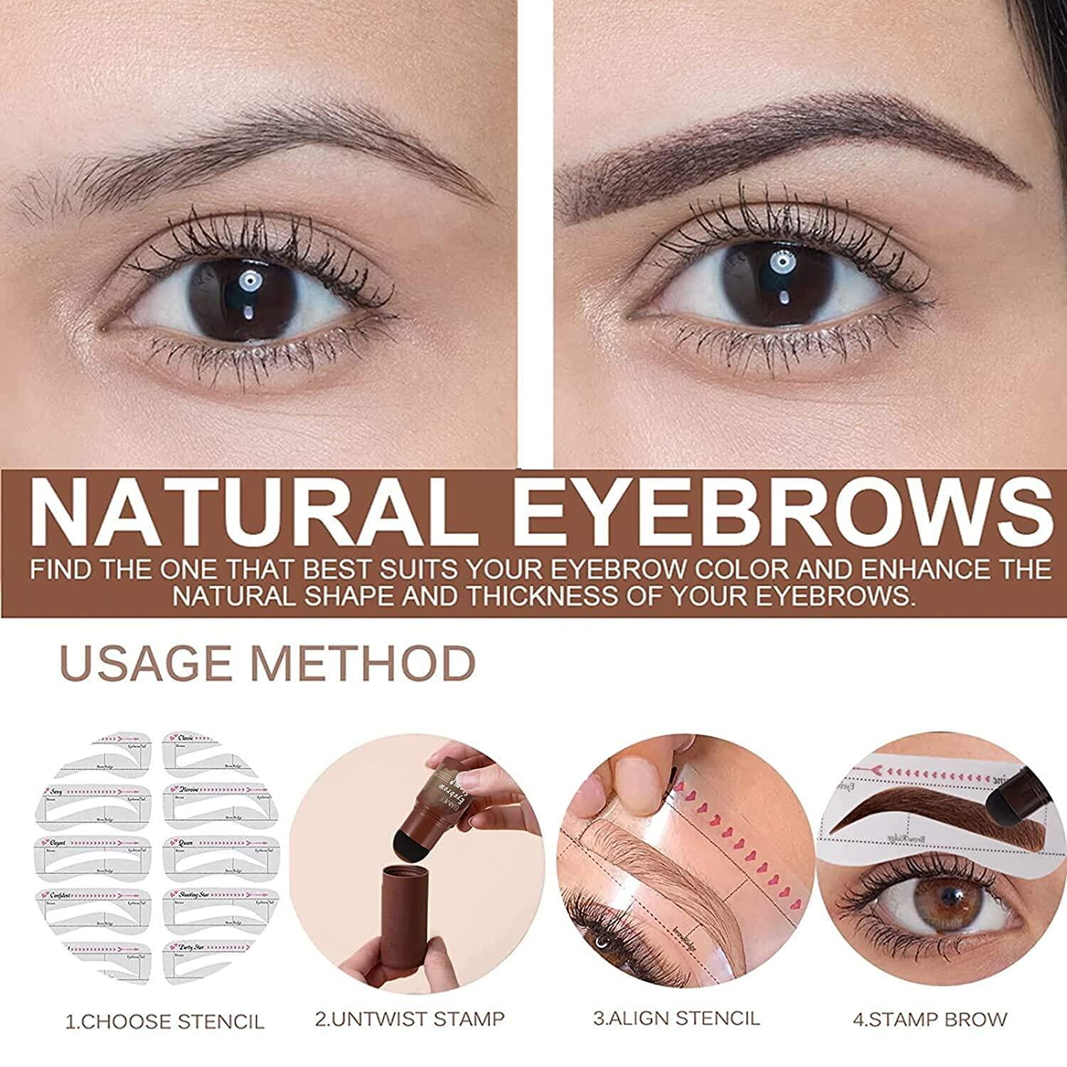 Waterproof Eyebrow Stamp Kit - 24 Stencils + One-Step Brow Shaping ...