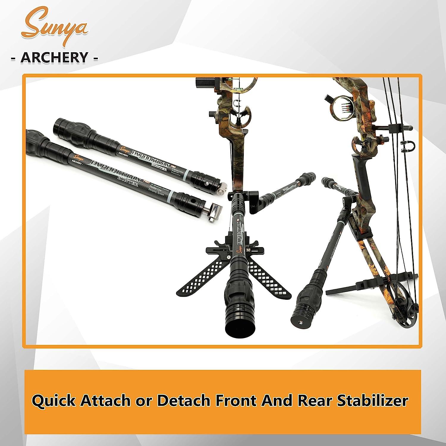 SUNYA Archery Bow Stabilizer | Carbon Fiber Body | Flexible Core | Damping System | Weights Kit ...