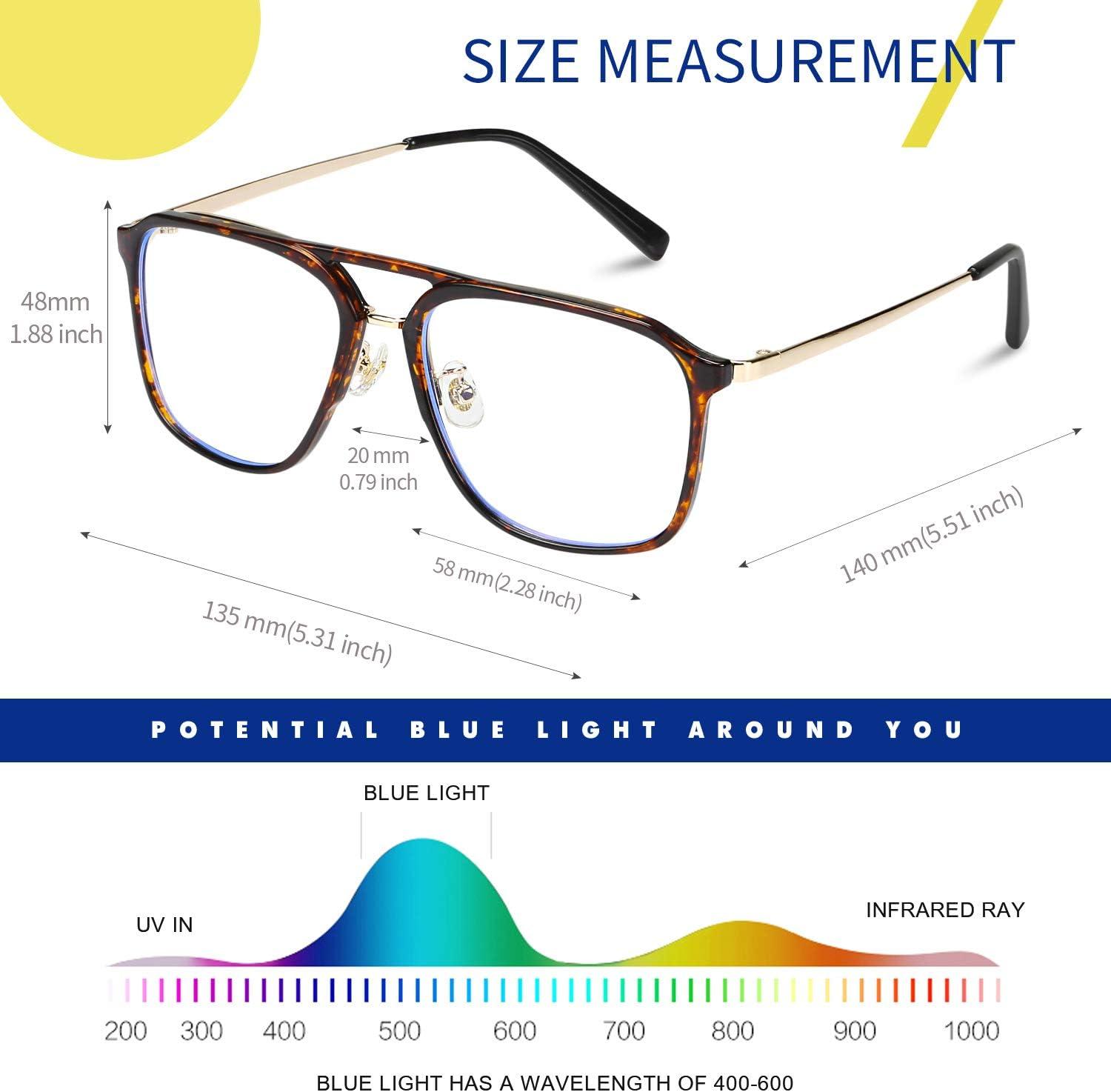 Buy DUCO Retro Square Aviator Blue Light Glasses for Men | Oversized ...