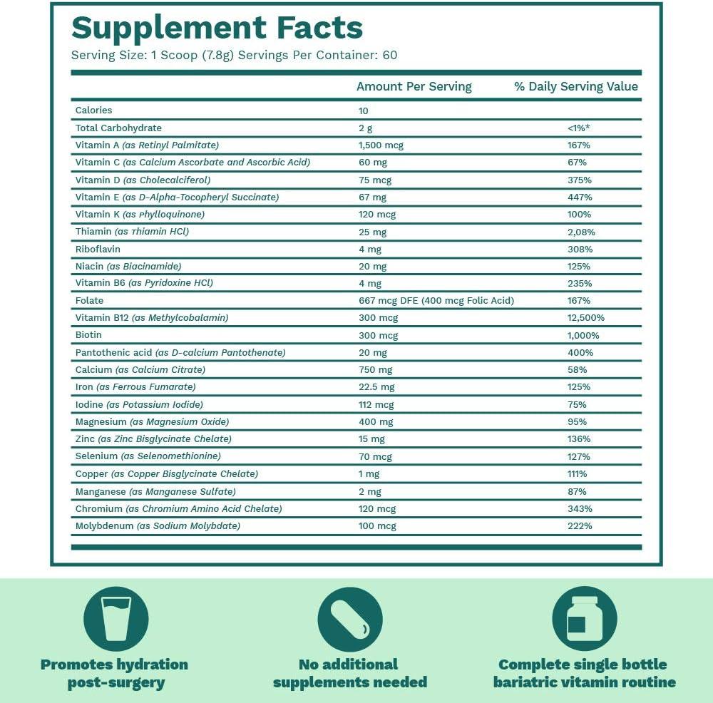 Bari Life Complete Bariatric Multivitamin Powder w/ Calcium Citrate and ...