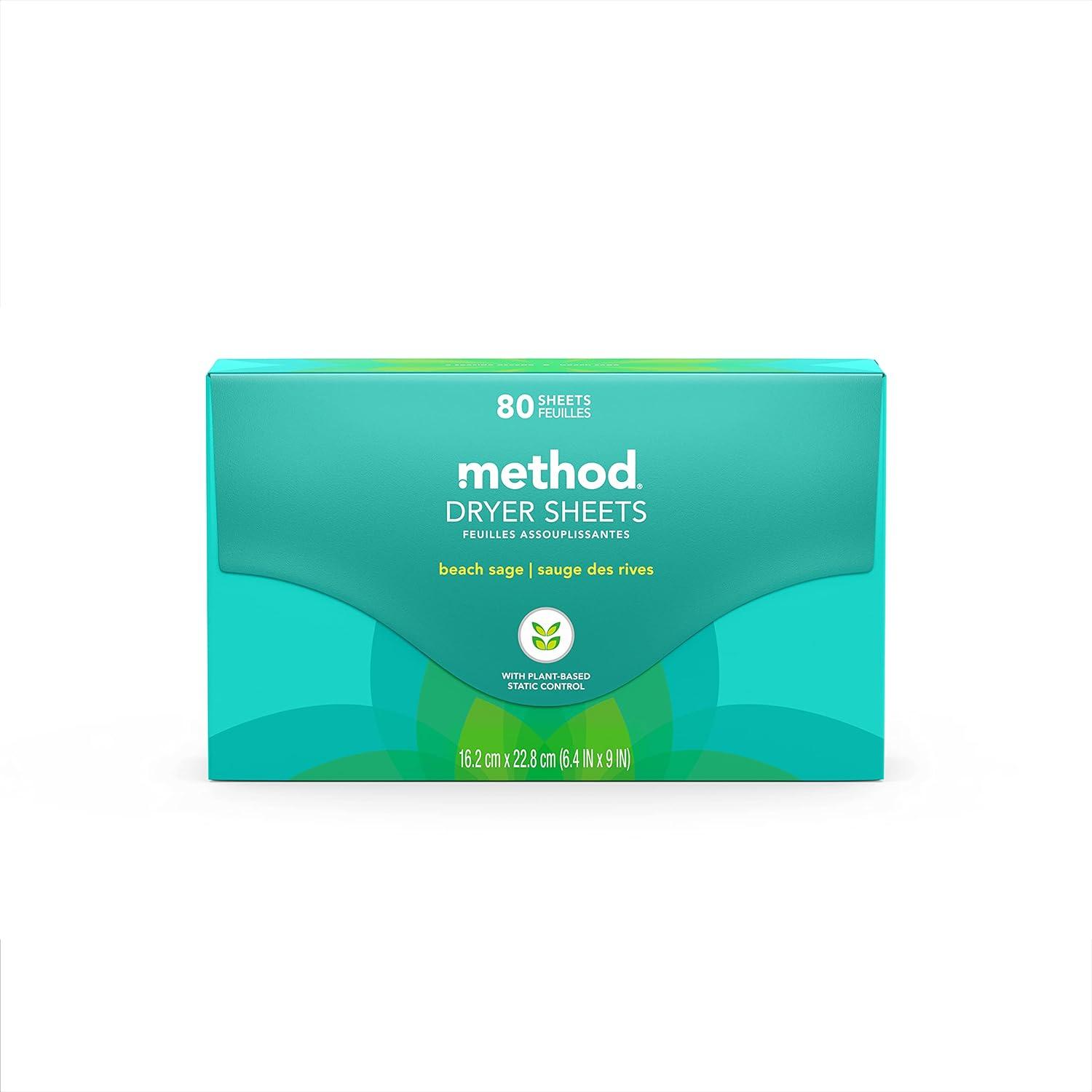 Method Dryer Sheets Beach Sage Fabric Softener and Static Reducer - 80 ...