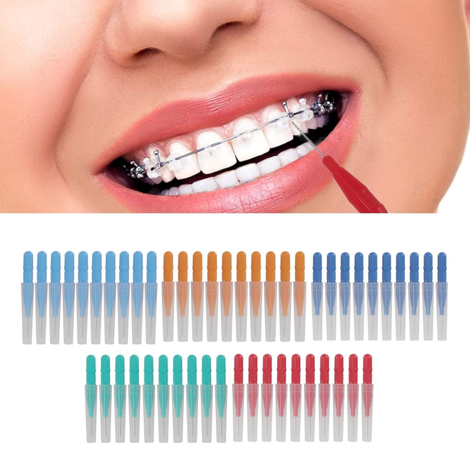50 Interdental Brushes for Braces | Oral Health Tooth Cleaning Tools ...