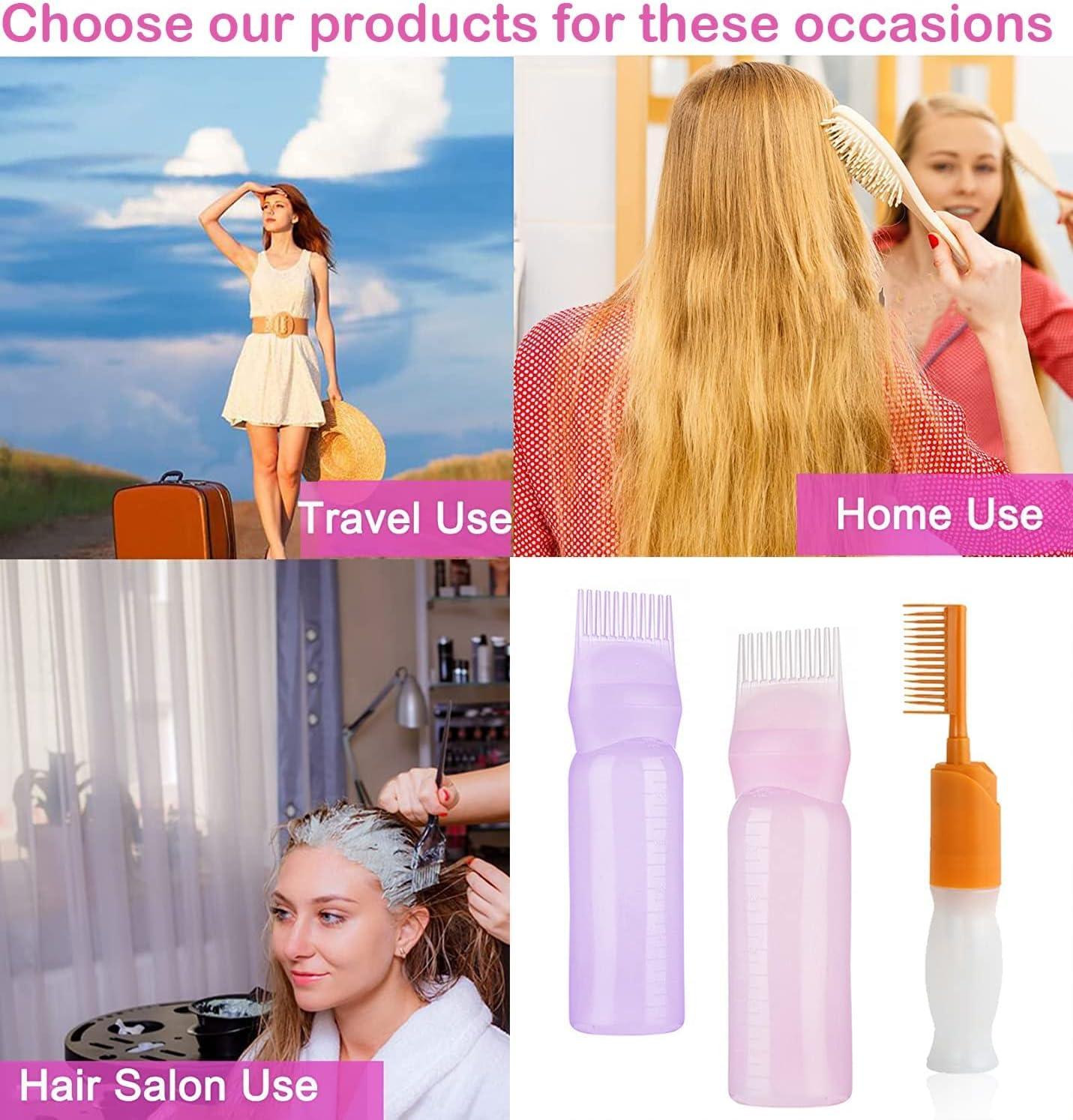 3pcs Hair Oil & Dye Applicator Bottles with Combs - Perfect for Salon ...