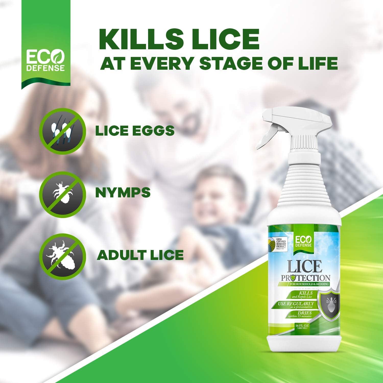 Eco Defense USDA Biobased Lice Spray - Natural Extra Strength Treatment ...