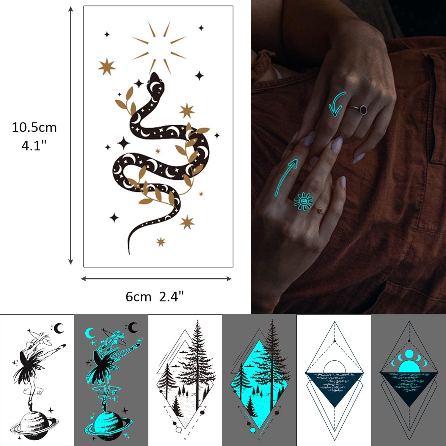 Glow in the Dark Blue Temporary Tattoos - 180+ Styles, 36 Sheets - Fake ...