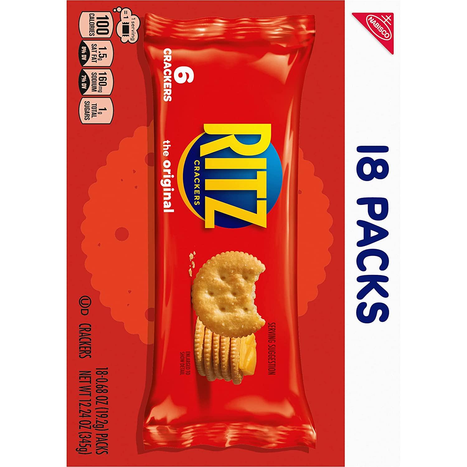 RITZ Original Crackers 72 Snack Packs - 4 Boxes, 18 Count Per Pack ...