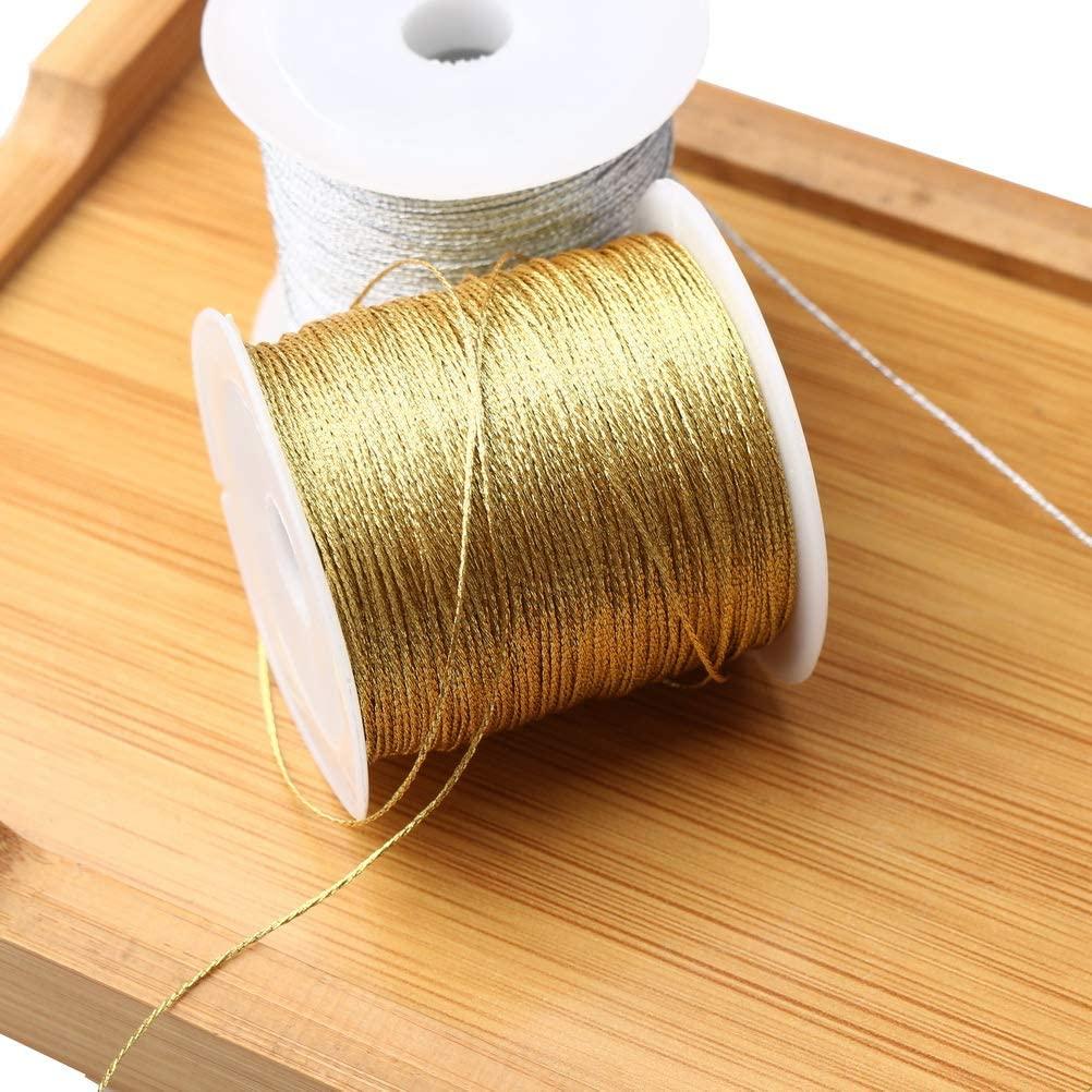 Pengxiaomei 218 Yards Metallic Cord - Gold & Silver Craft Thread for ...