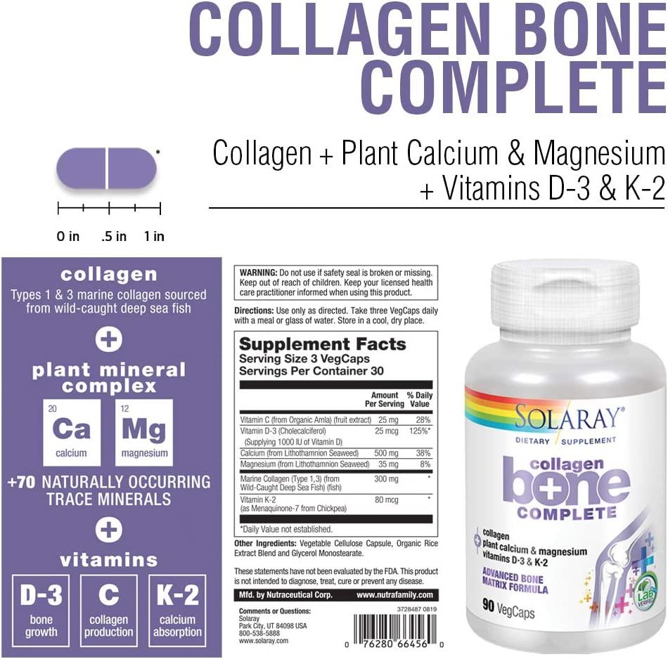 Solaray Collagen Bone Complete - Advanced Bone Matrix Formula, 90 ...