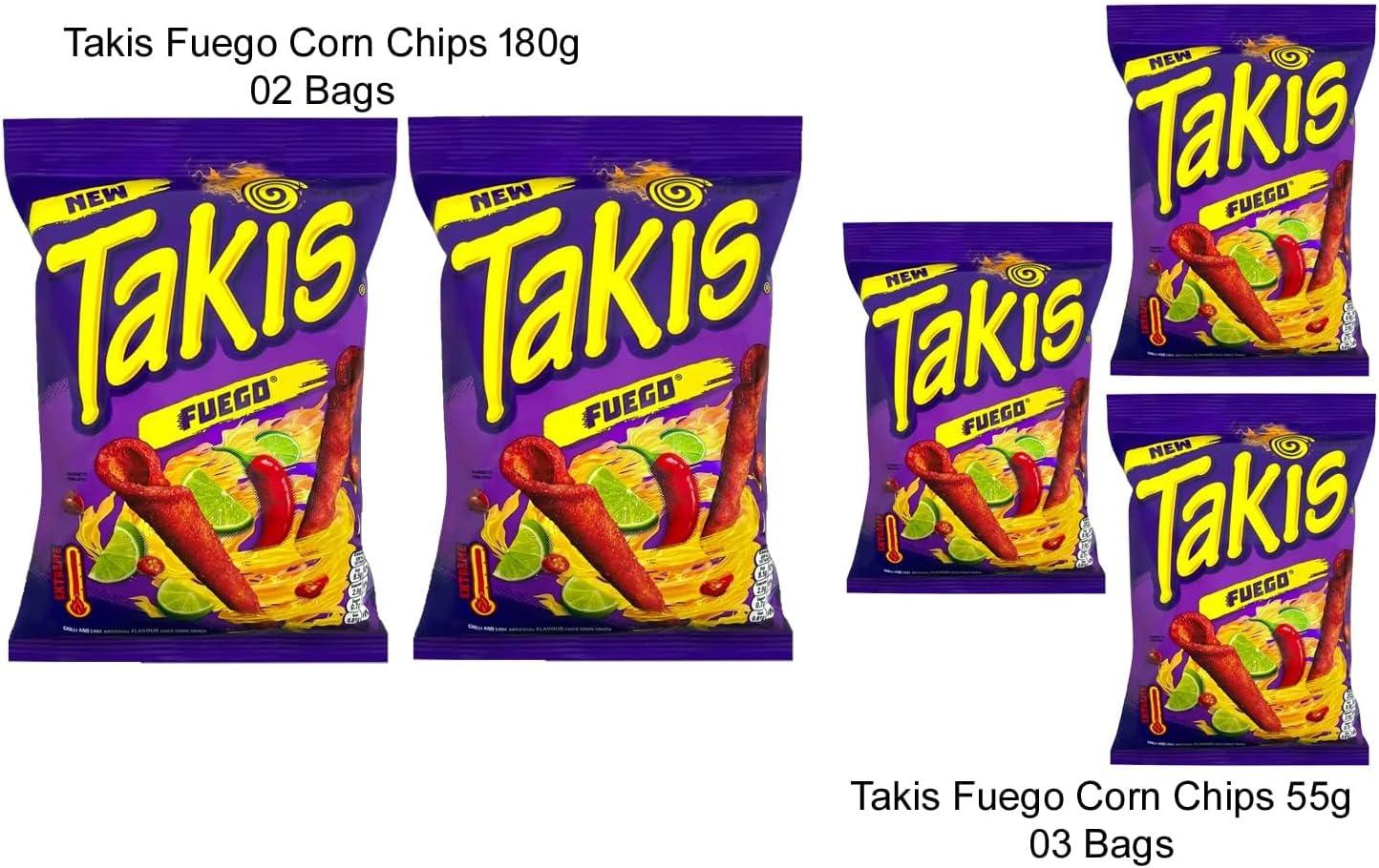 Takis Fuego Corn Chips 02 Bags x 180g + Takis Fuego Corn Chips 03 Bags ...