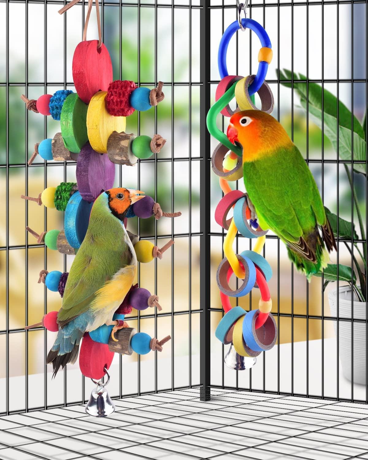 Bissap 2PCS Bird Chew Toys - Colorful Bagel Cascade Parrot Toy for ...