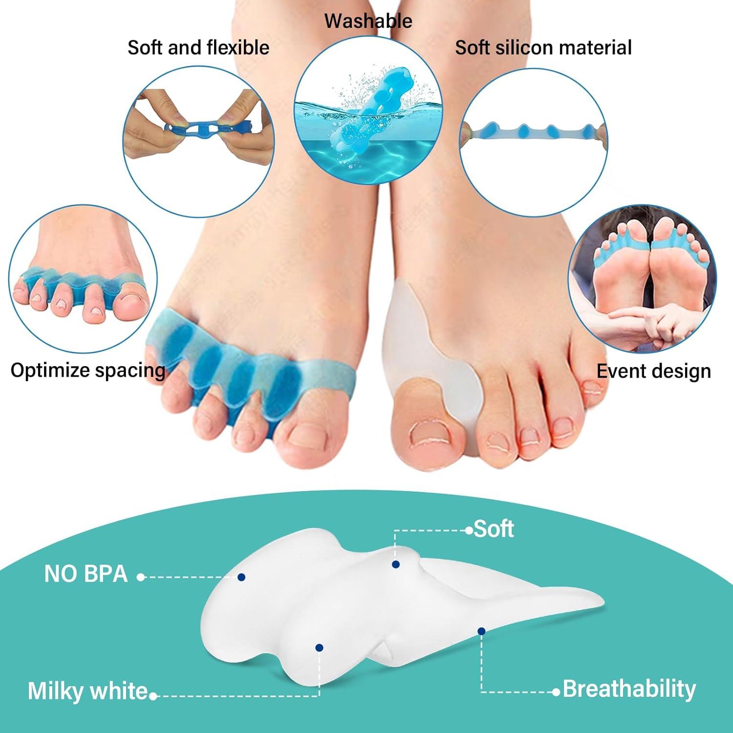 Buy 2 Pairs of Toe Spreader Silicone & Hallux Valgus Spreaders Relieve ...