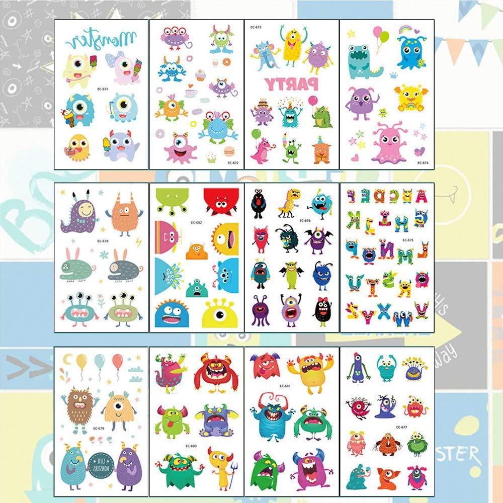 Ooopsi Monster Temporary Tattoos for Kids - 120+ Cute Cartoon Stickers ...