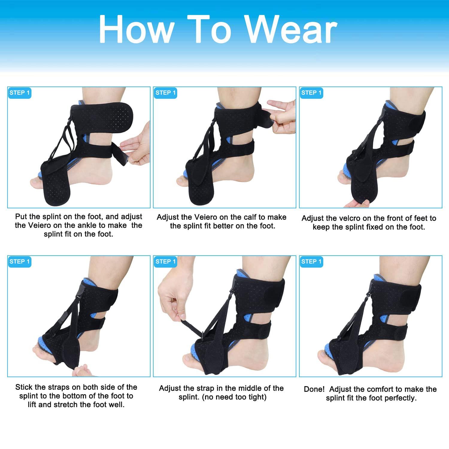 2022 Plantar Fasciitis Night Splint - Adjustable Dorsal Brace for Foot ...