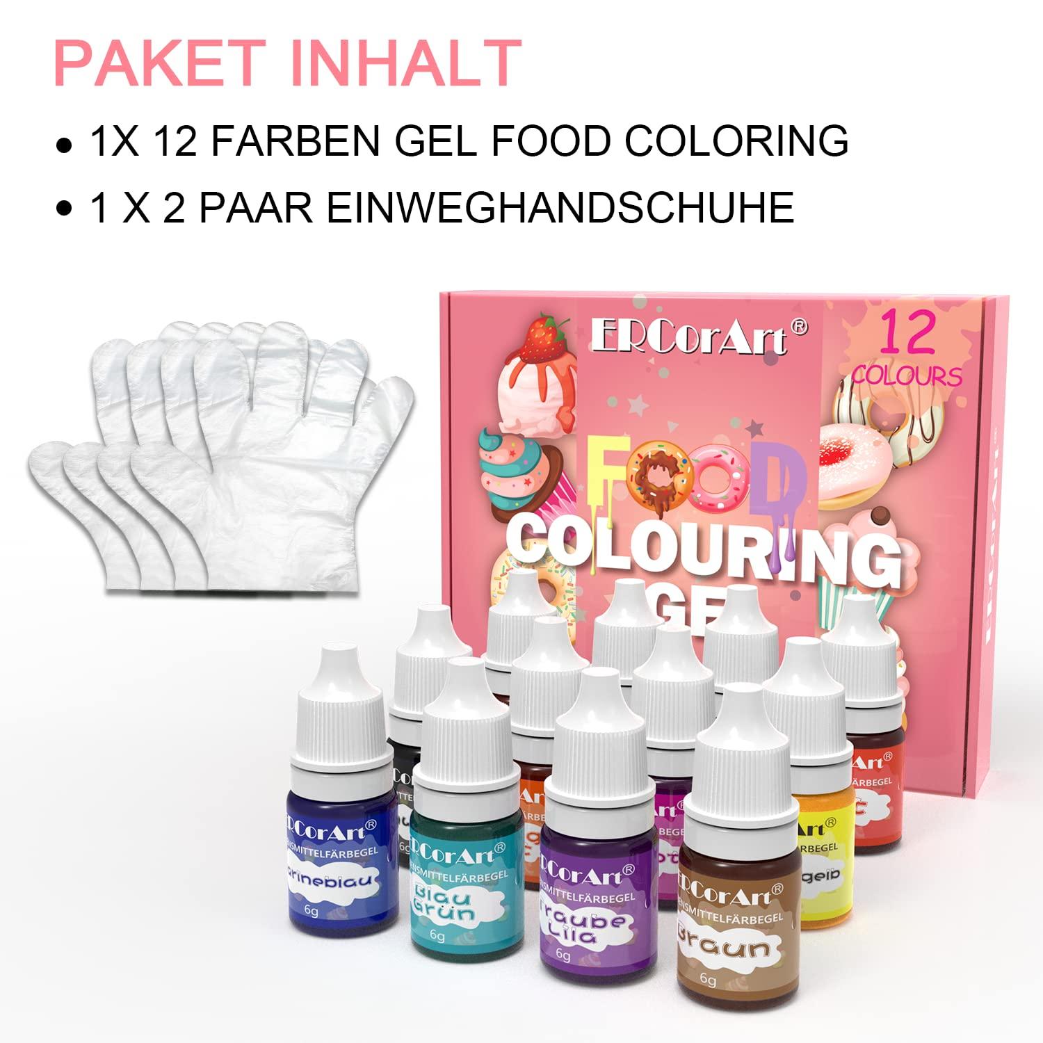 Food Color Gel Set - 12 Liquid Concentrated Colors for Cakes Macarons ...