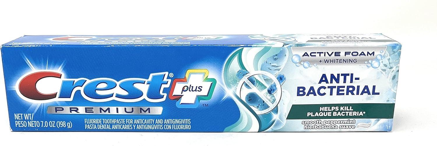 Crest Premium Plus Anti-Bacterial Toothpaste, Smooth Peppermint Flavor ...