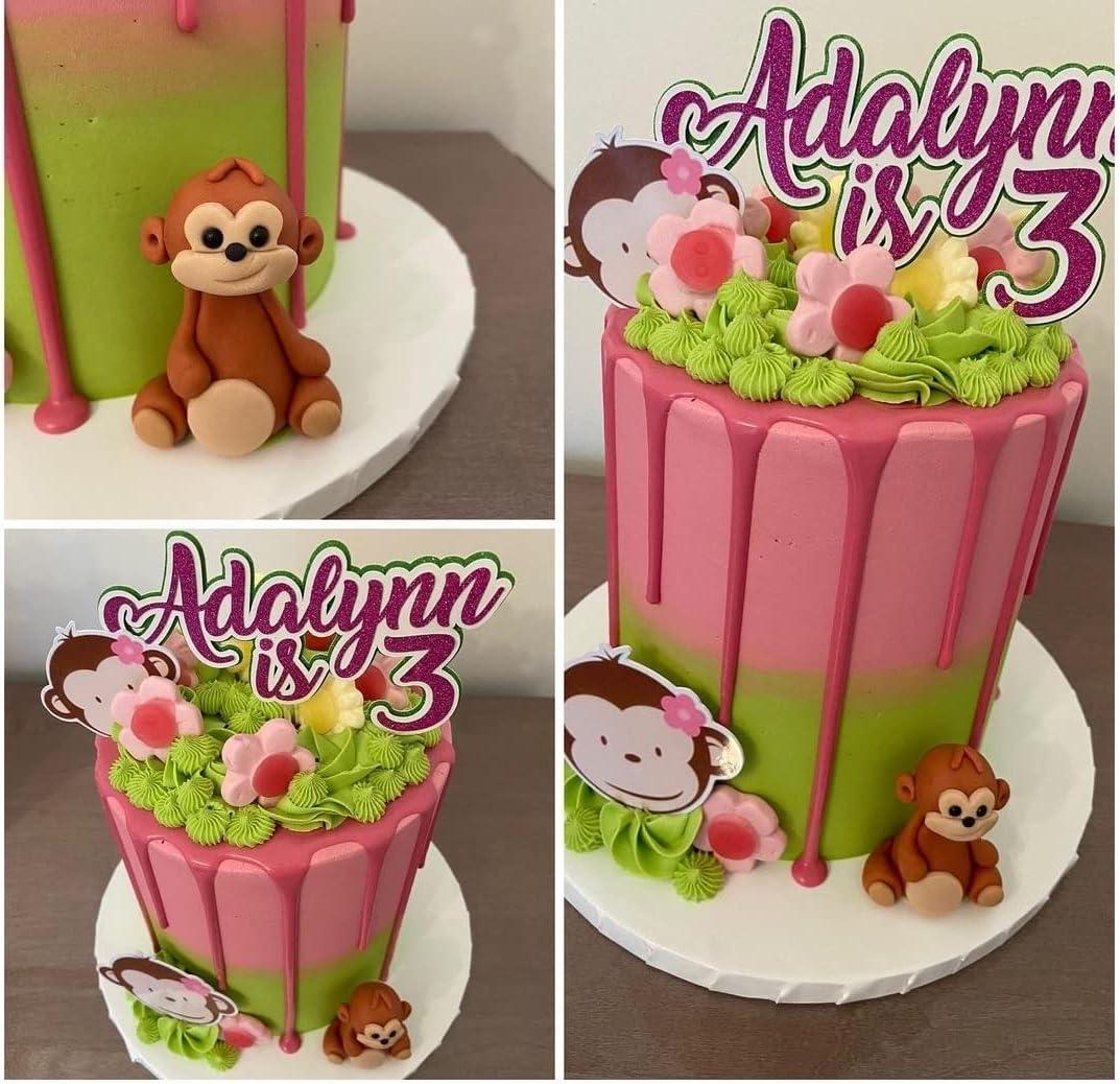 Personalised Monkey Cake Topper - Edible Fondant Safari Jungle Cupcake ...
