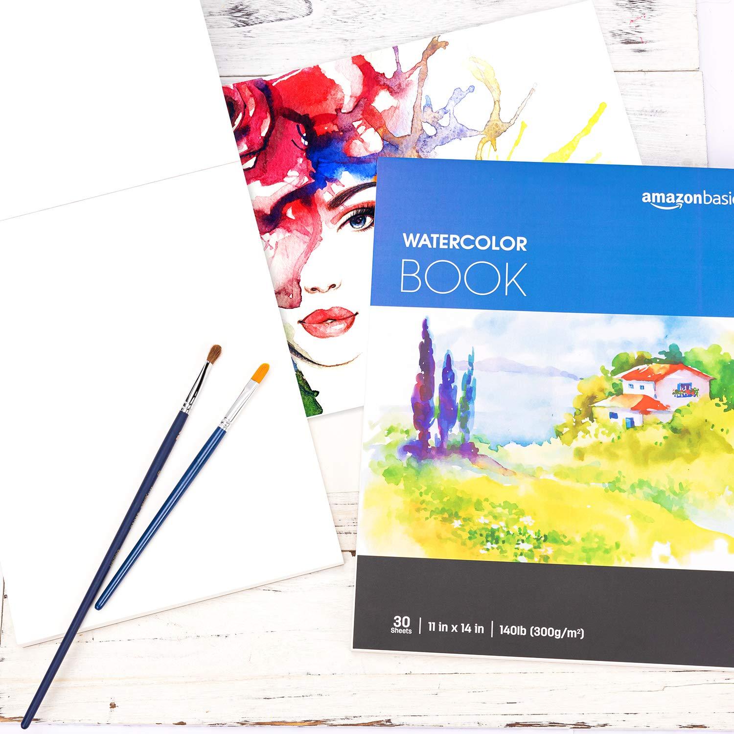 Amazon Basics Watercolor Pad - 9x12, 140 lb / 300 gsm, 30 Sheets | Buy ...