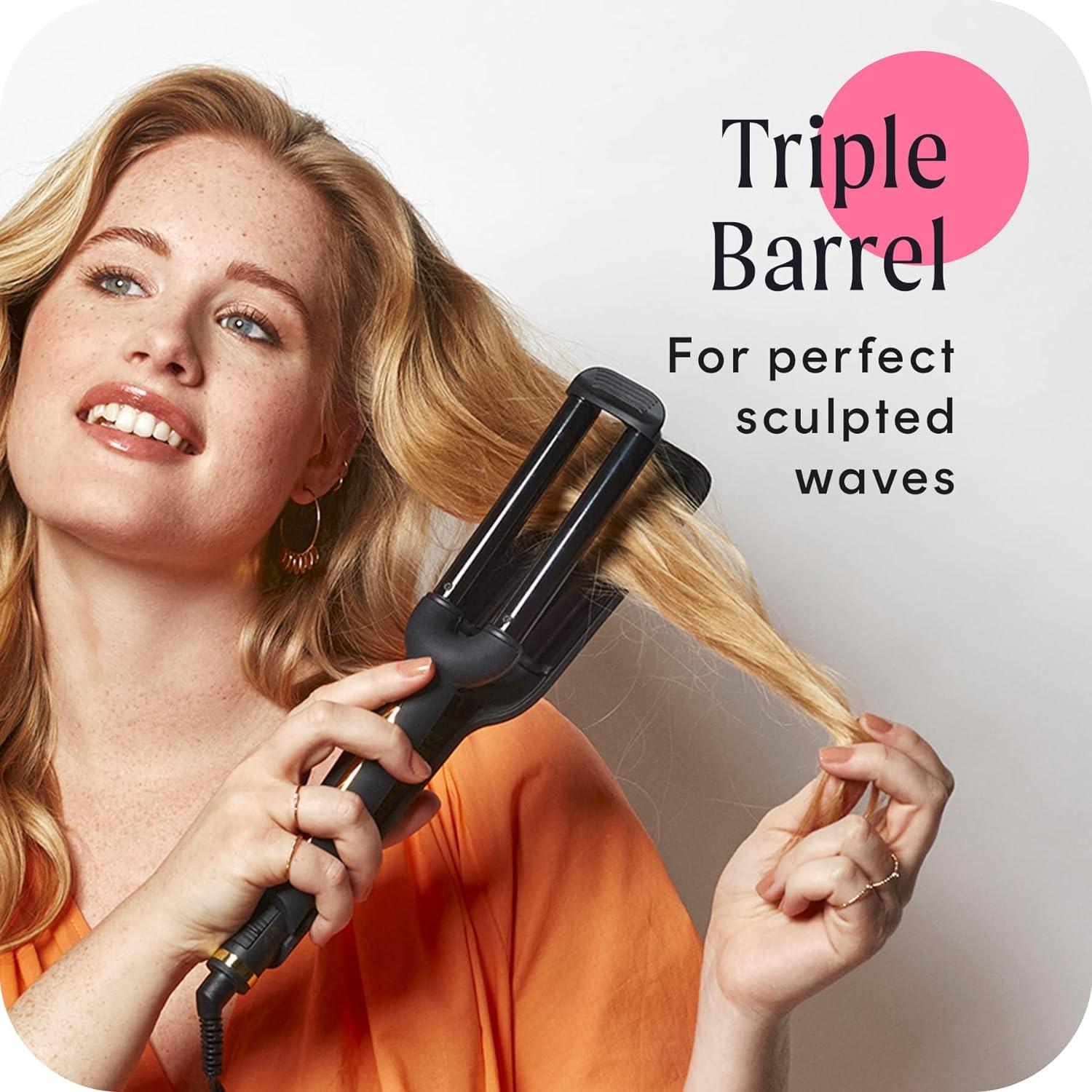 3 Barrel Hair Waver Curling Wand for Long Beach Waves - Frizz Reducing ...