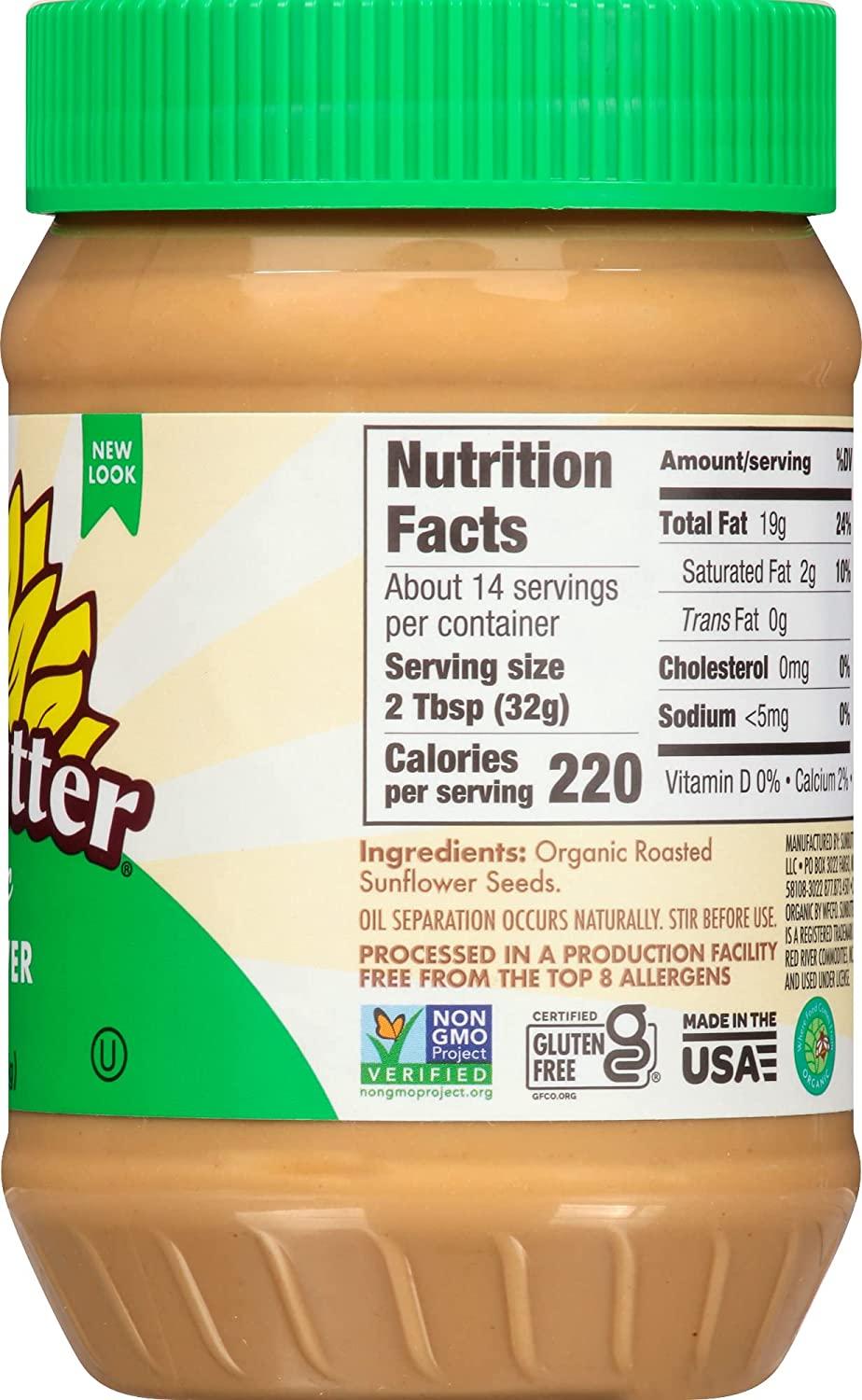 SunButter Creamy Organic Sunflower Seed Butter 16oz (Pack of 2) with By ...