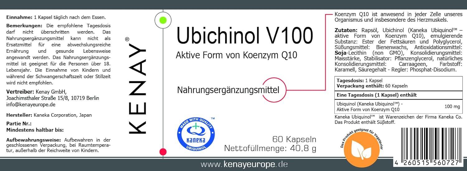 Ubiquinol V100 | Active Coenzyme Q10 100mg | 60 Capsules for Optimal Energy & Heart Health ...