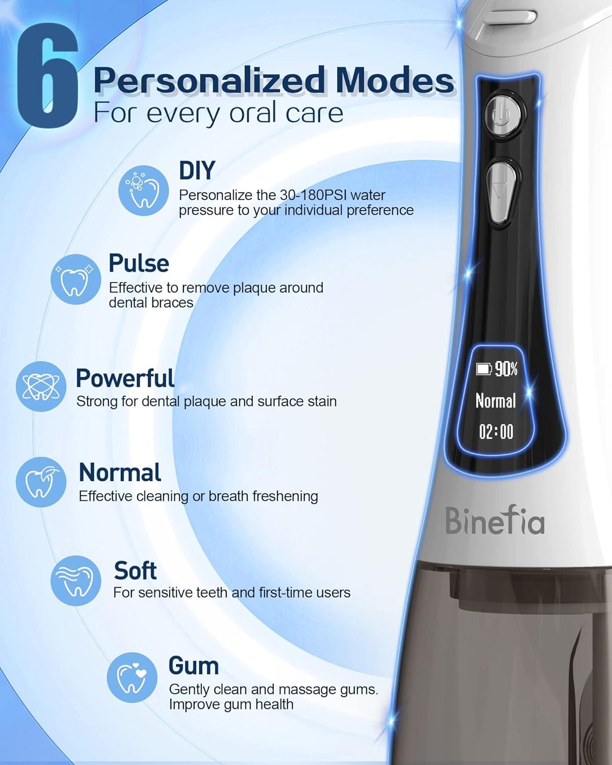 Cordless Water Flosser with 6 Modes OLED Display - IPX8 Waterproof ...