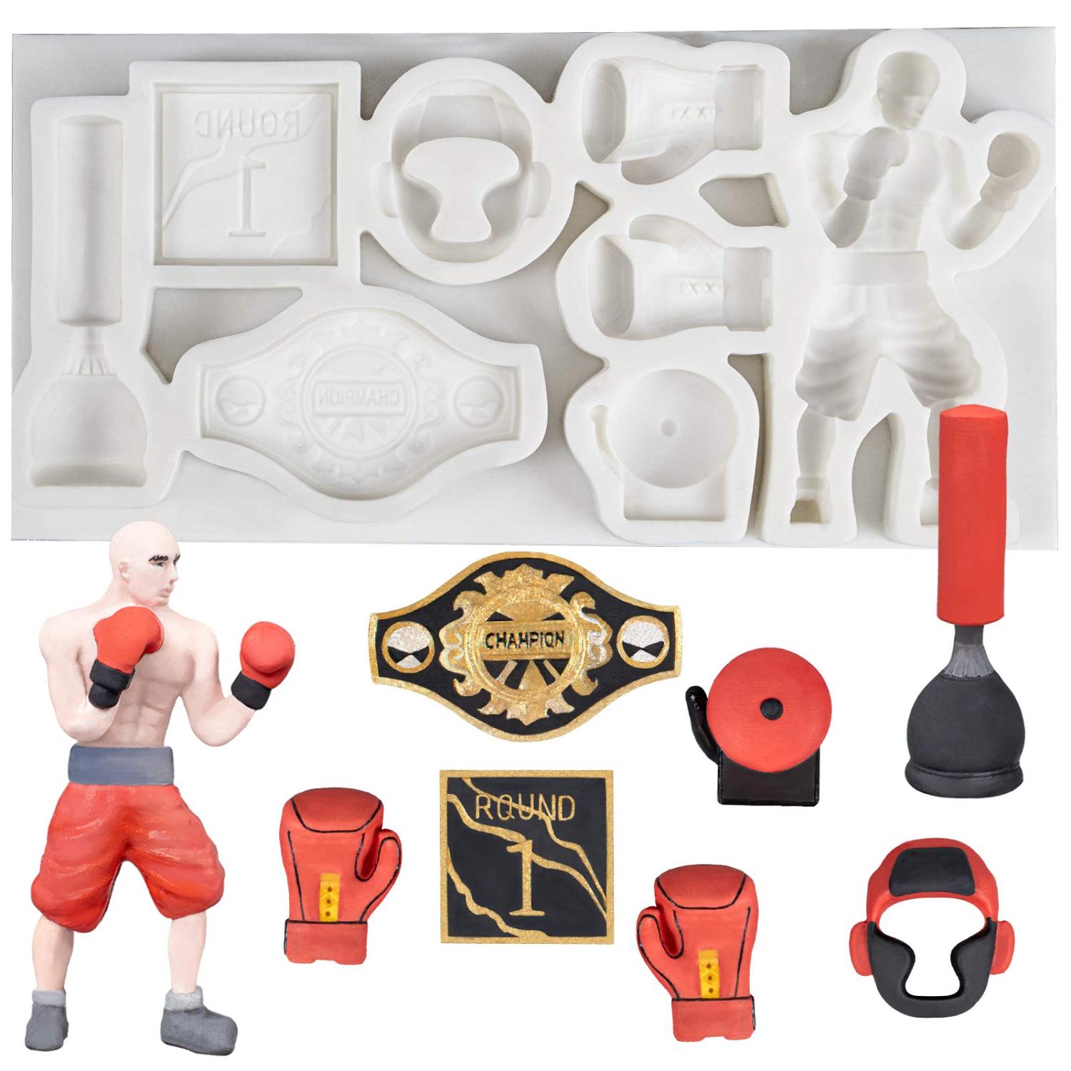 Boxer Boxing Sports Silicone Mold - 8-Cavity Cake Decoration, Cupcake ...