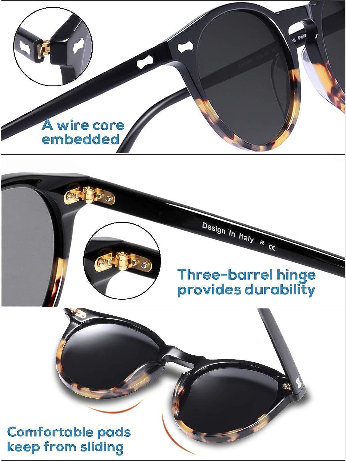 Carfia Vintage Polarized Sunglasses for Men | UV400 Protection | Hand ...