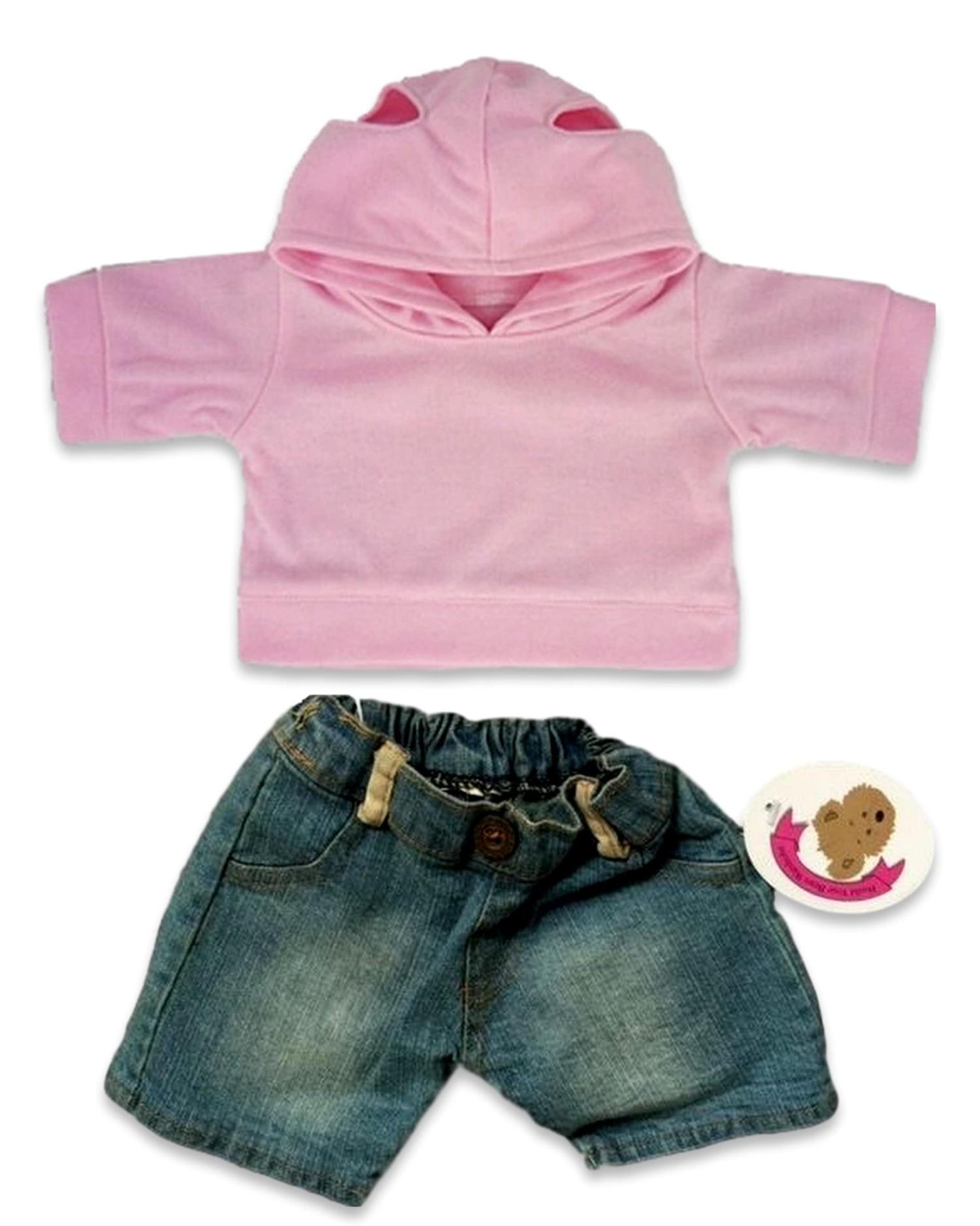 Bear Clothes Set: Pink Hoody and Jeans Outfit for Build a Bear Teddies ...