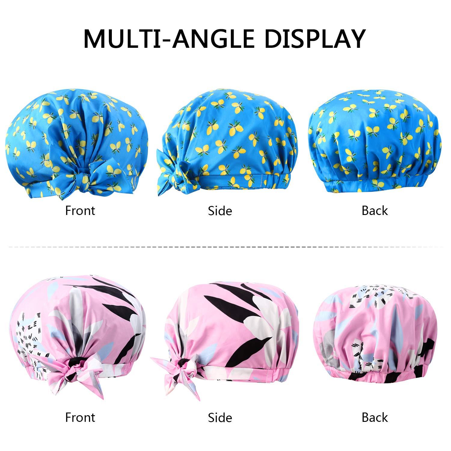 YISUN Shower Caps for Women - 2 PACK Double Layer Waterproof Bath Cap ...