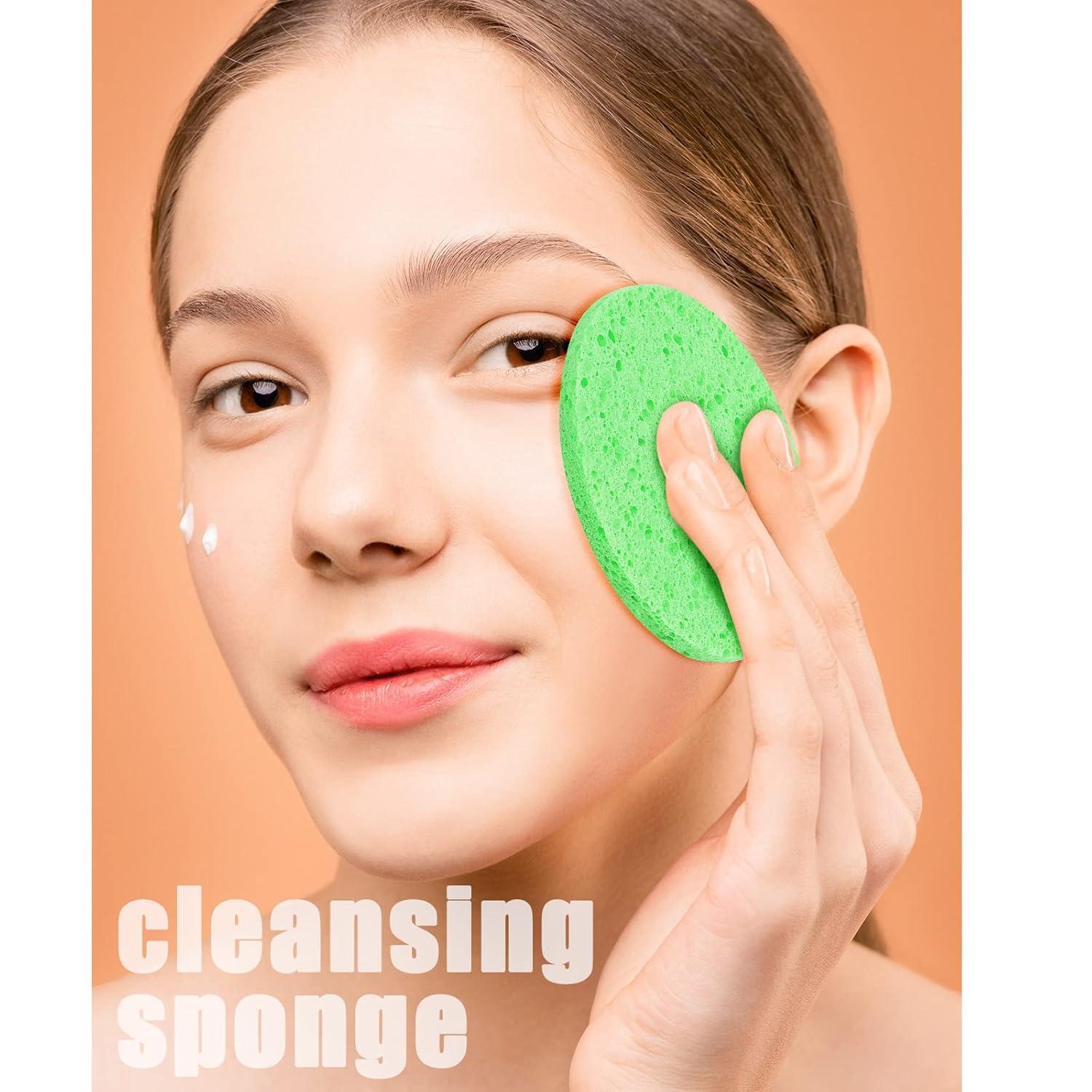 10 Natural Cellulose Face Washing Sponges | Oval Facial Cleaning ...
