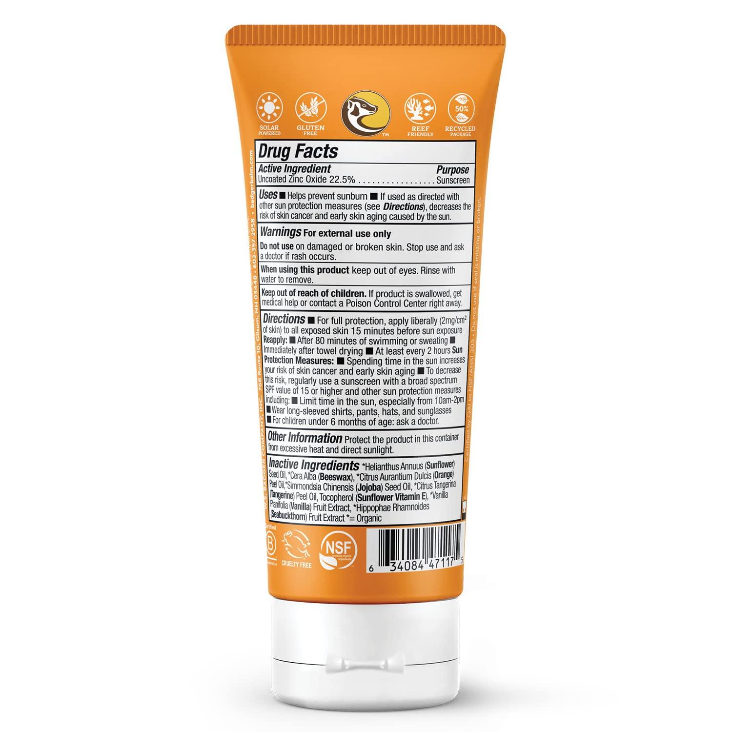 Badger Kids Sunscreen Cream SPF 40 Organic Mineral Zinc Oxide 2.9 fl oz ...
