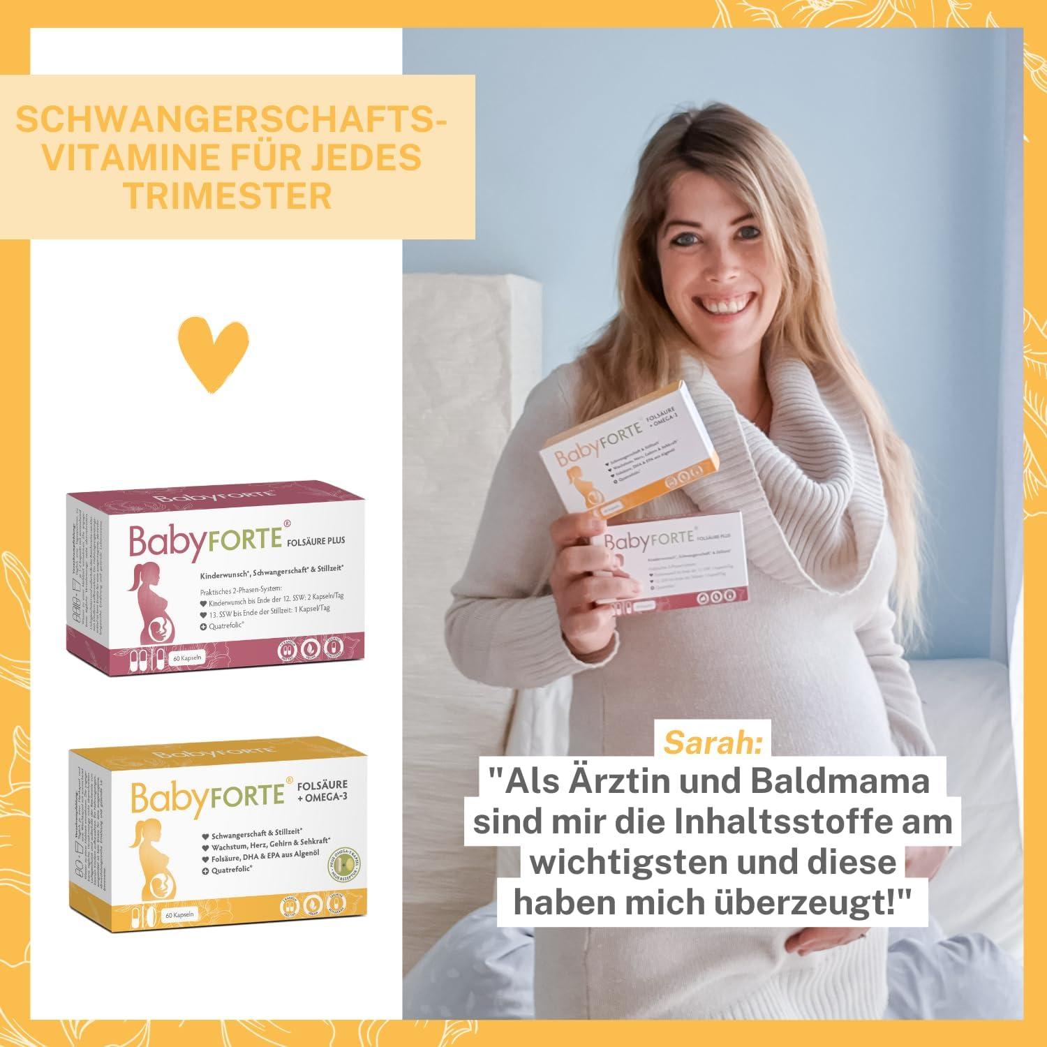 Baby Forte Folic Acid & Omega-3 | Vegan Algae Oil for All Trimesters ...