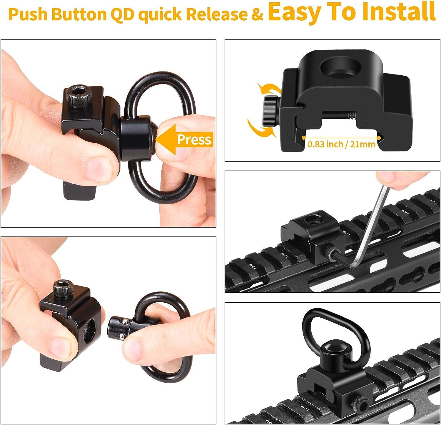 LONSEL 360 Rotation Picatinny Sling Swivel Mounts, 2 Point and ...